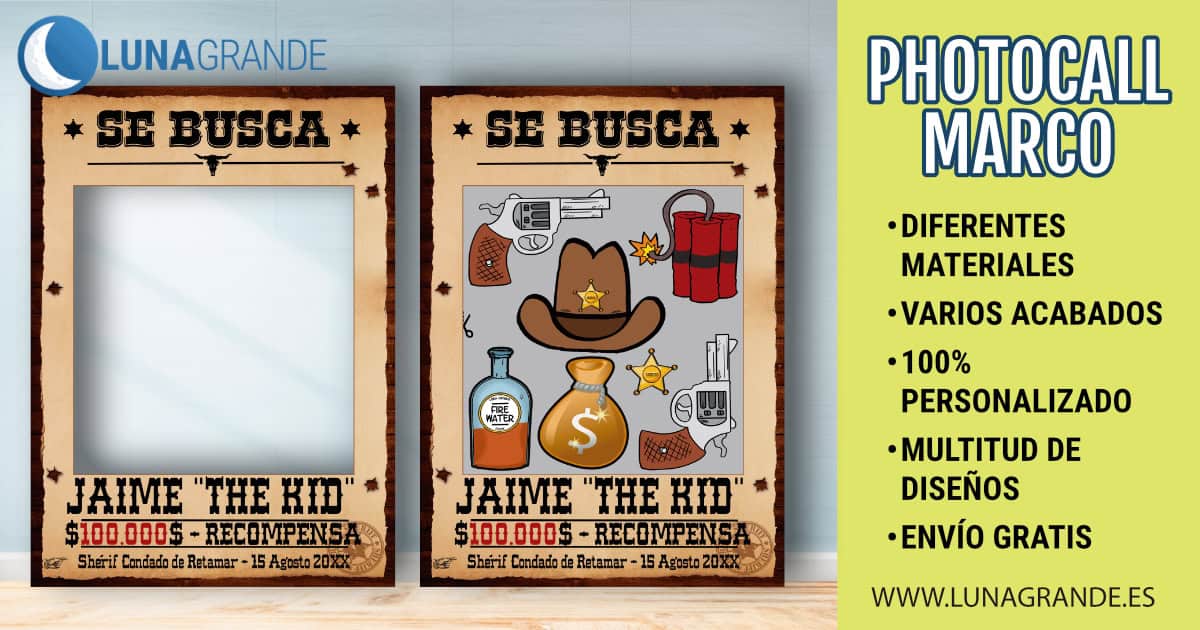 Photocall Marco Oeste "Se Busca" para Comuniones y Cumpleaños - Envío ...